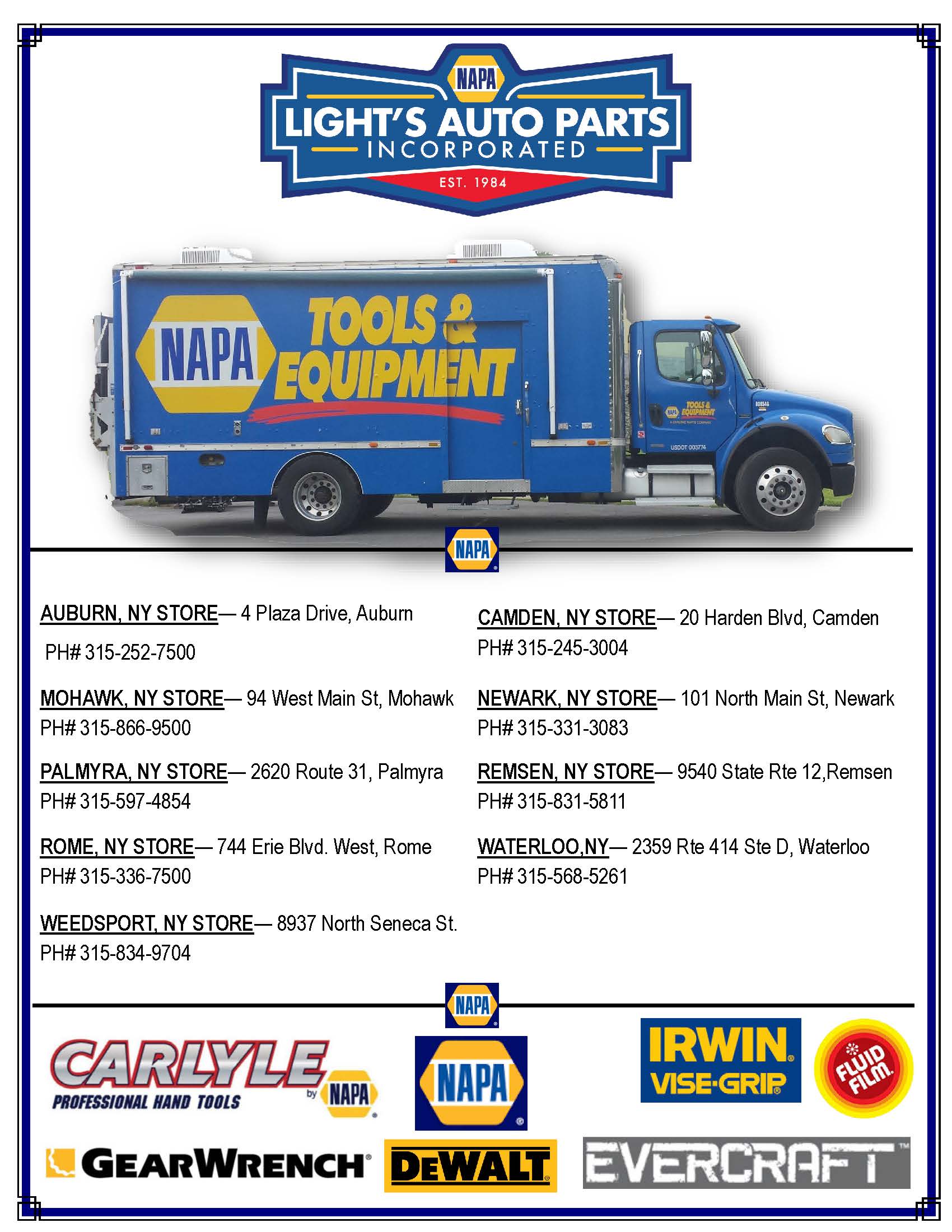 NAPA Lights Auto Parts – NYS Woodsmen's Field Days